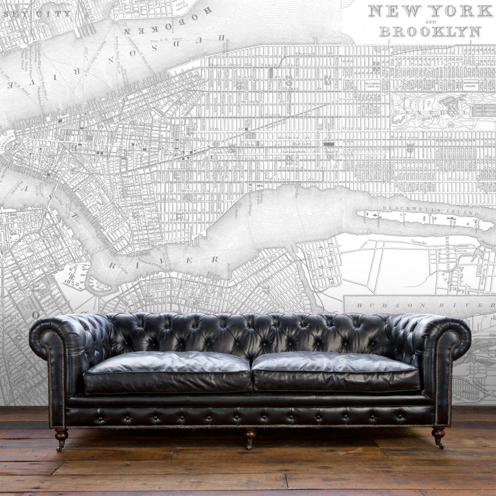 New York Map Wallpaper – Grey - Majesty Maps & Prints